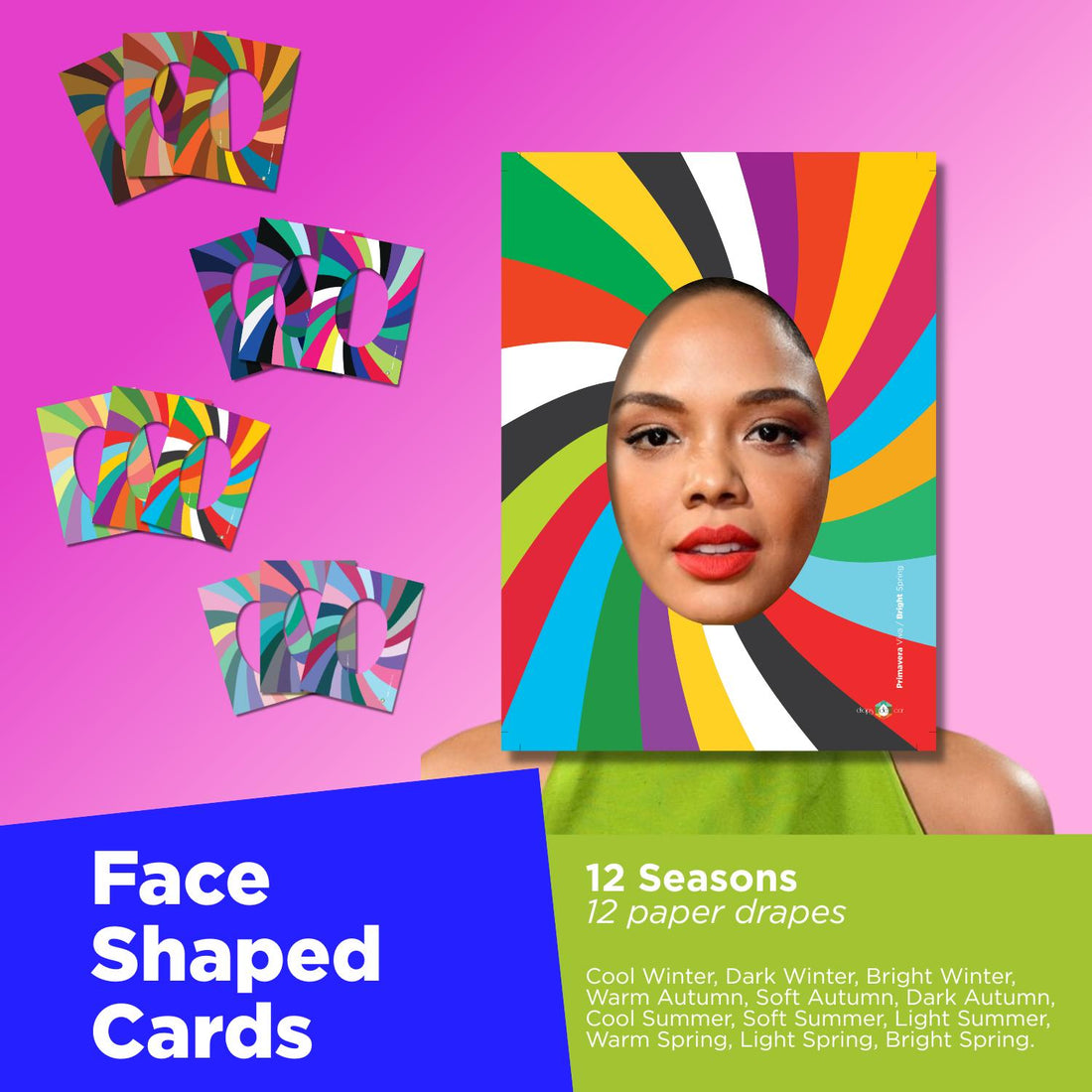 Face Shaped Cards - 12 Seasons Set | color analysis tools