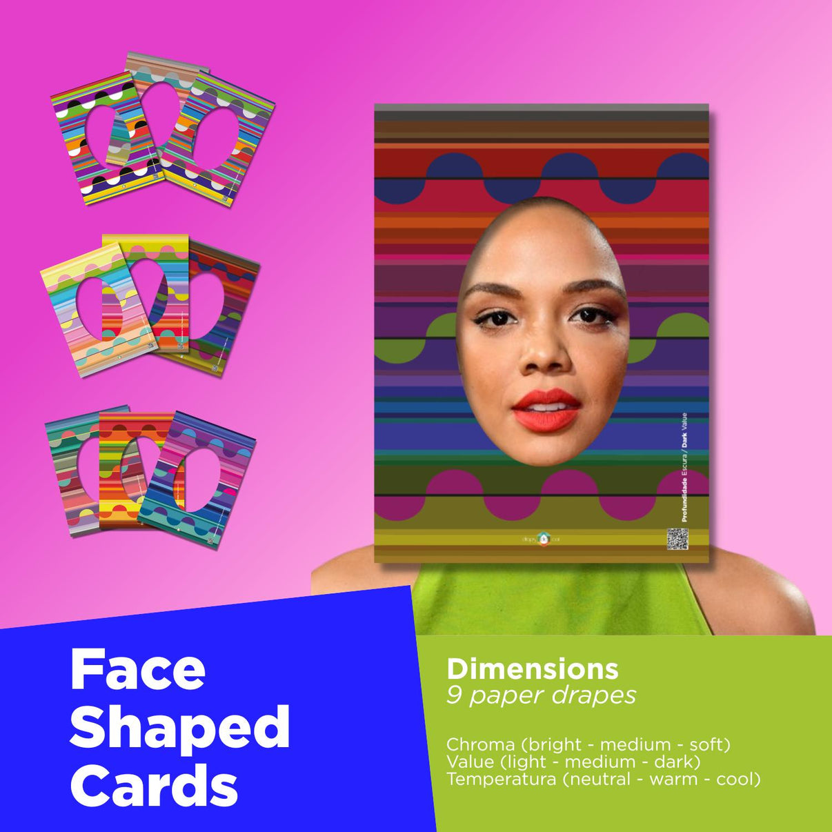 Face Shaped Cards - Dimensions | color analysis tools | Drops de Cor